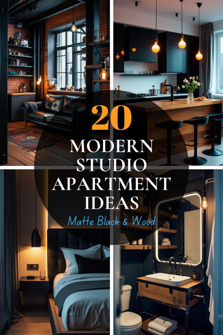 Modern Studio Apartment Ideas: Matte Black & Wood - Various Loft