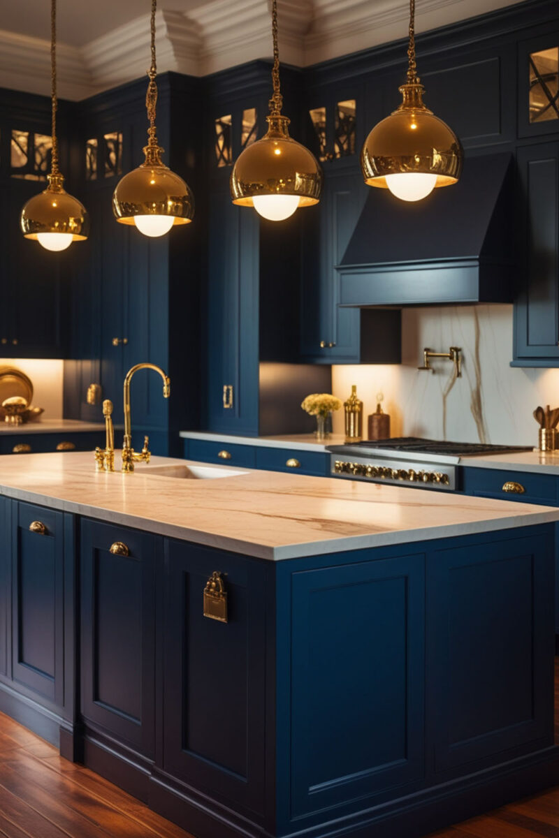 20 Beautiful Navy Kitchen Inspiration Ideas - Various Loft
