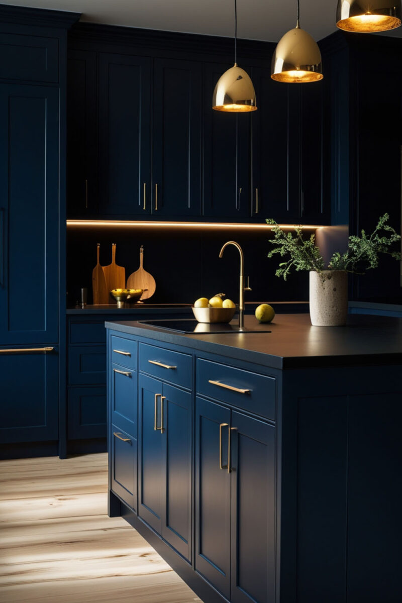 20 Beautiful Navy Kitchen Inspiration Ideas - Various Loft