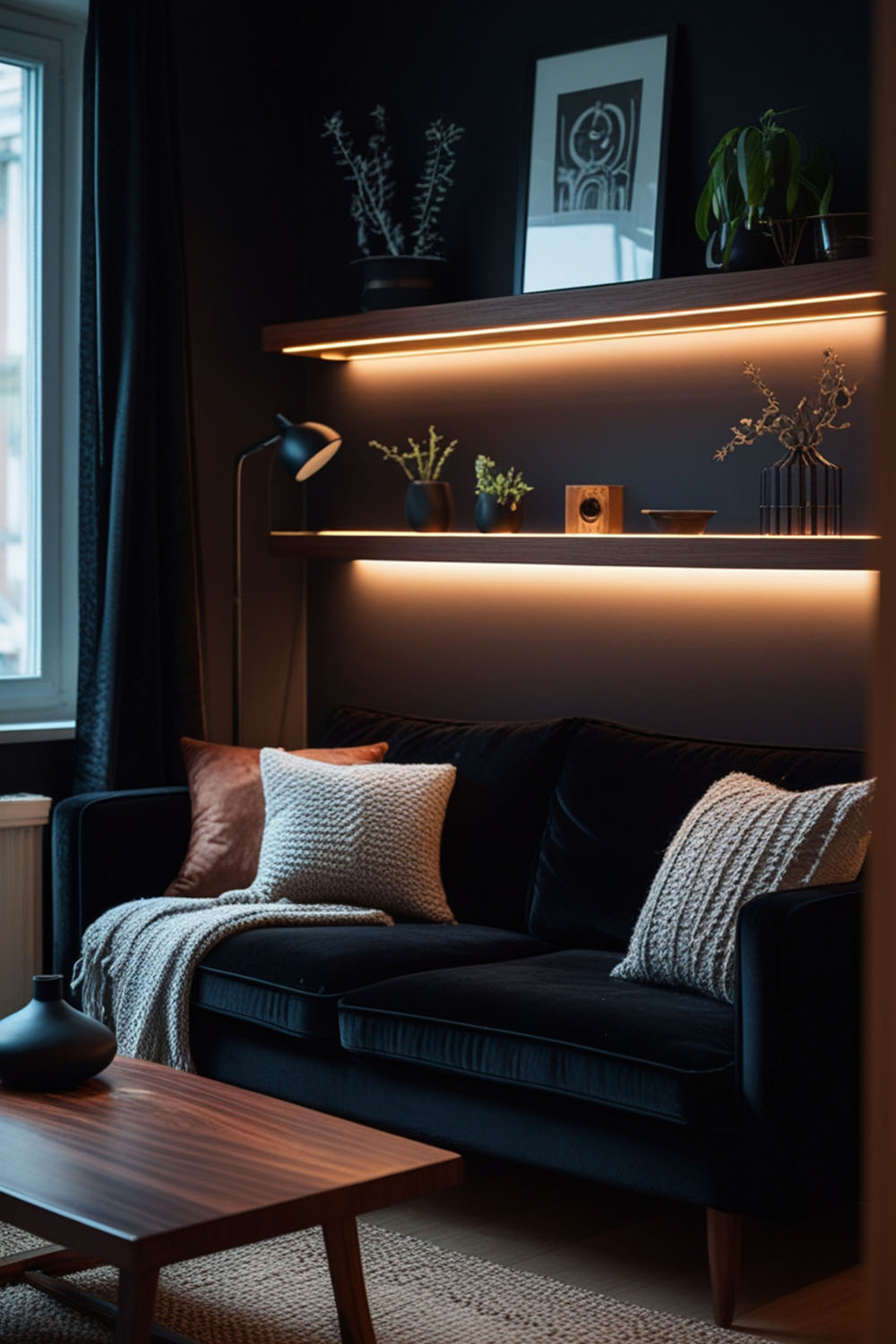 Modern Studio Apartment Ideas: Matte Black & Wood - Various Loft