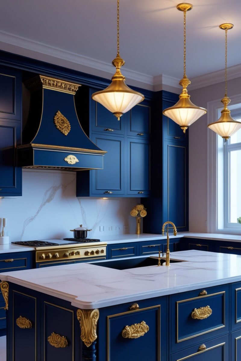 20 Beautiful Navy Kitchen Inspiration Ideas - Various Loft